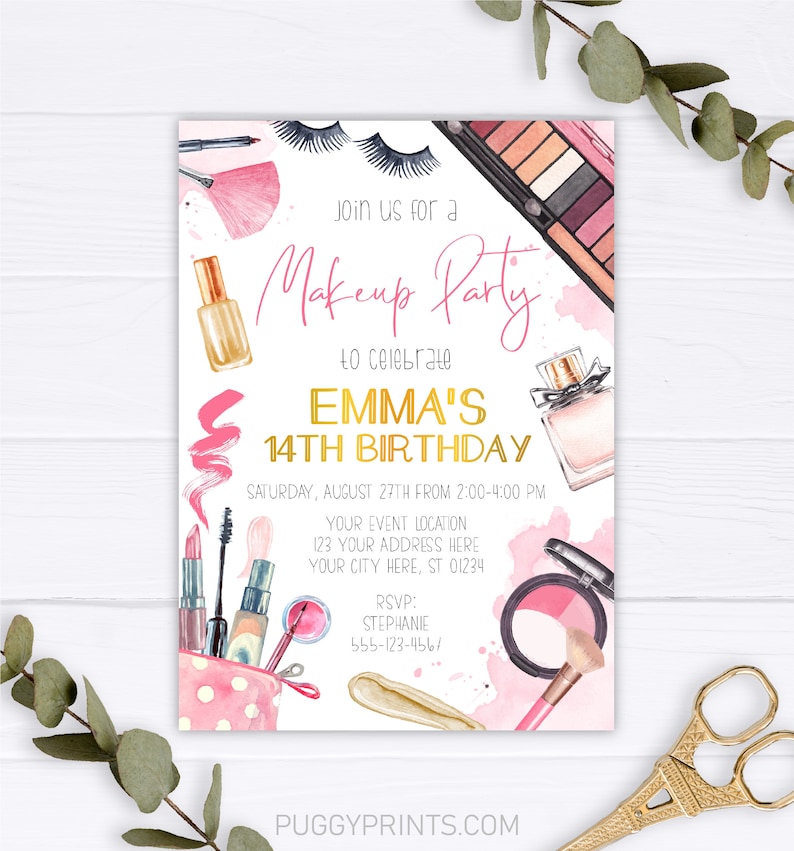 Makeup Birthday Party Invitation Editable Spa Party - Etsy