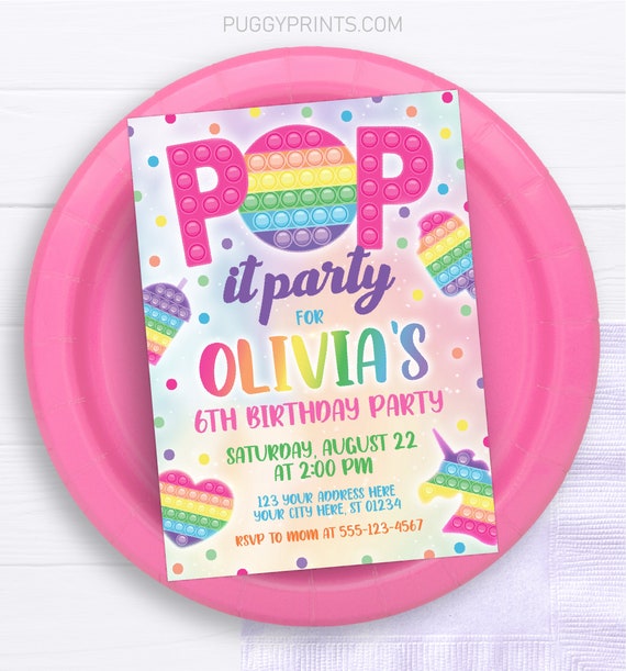 Pop It Birthday Invitation, Editable Pop It Invitation Template ...
