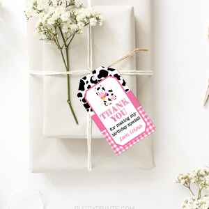 Cow Birthday Party Favor Tags, Editable Cow Favor Tags Template ...