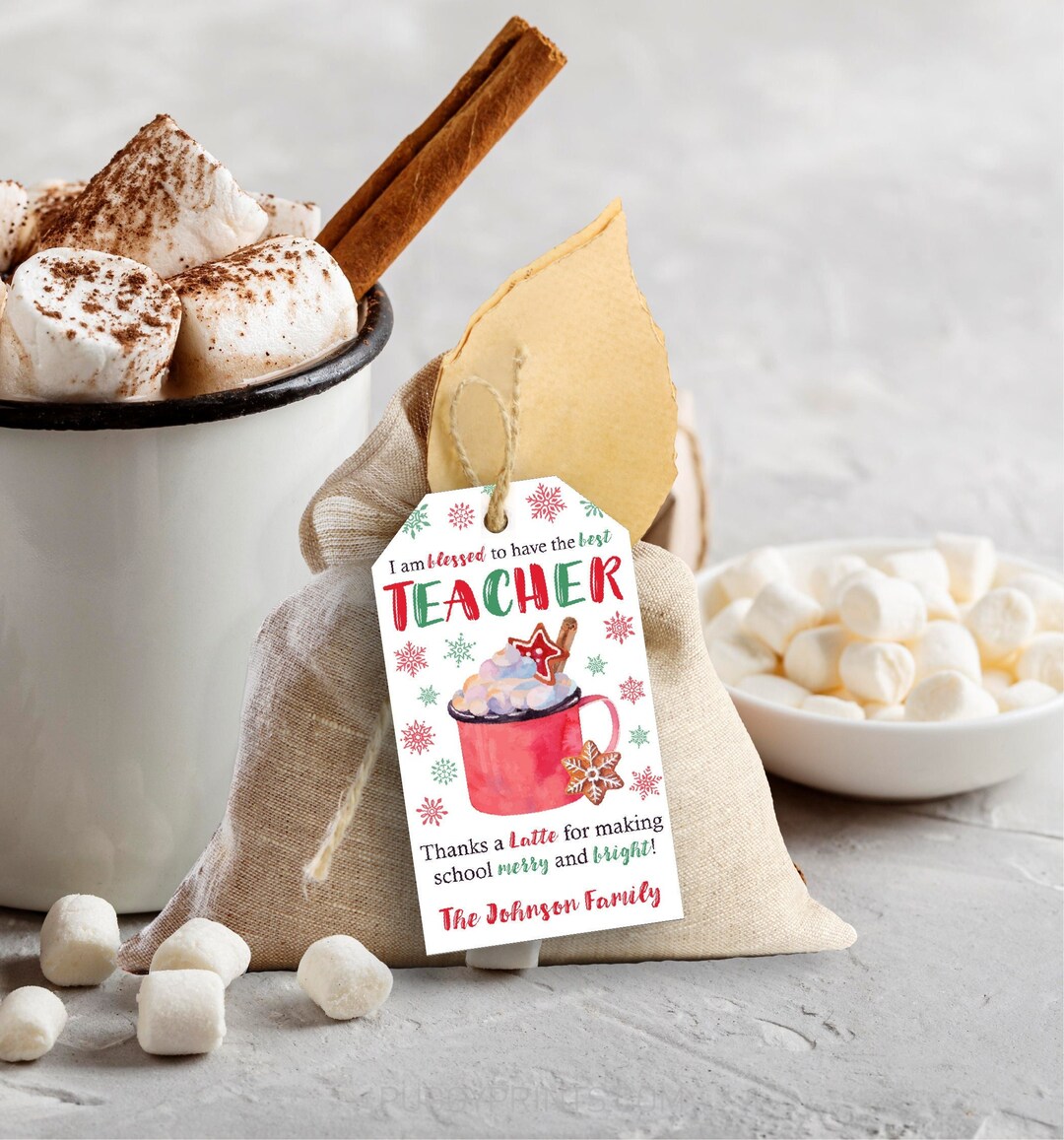 Teacher Christmas Gift Tags, Editable Teacher Appreciation Gift Tag ...