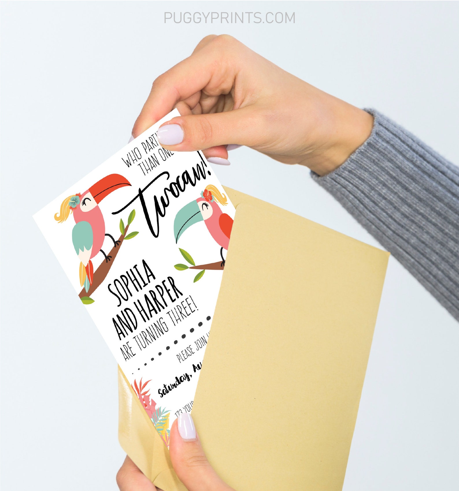 Toucan Birthday Invitation, Editable Twocan Invitation Template ...