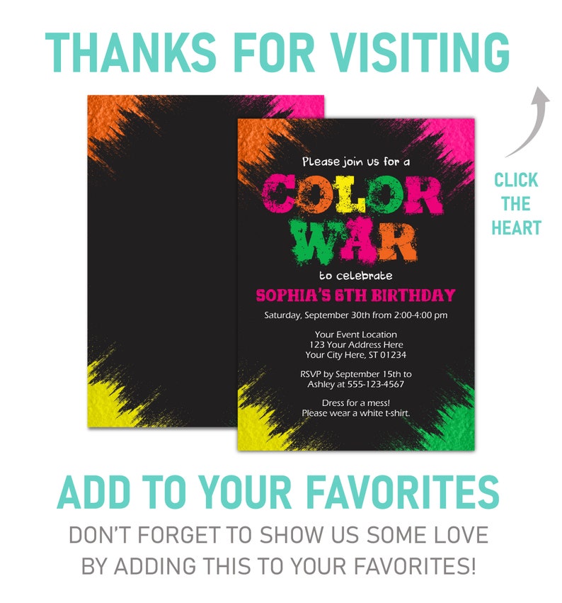 Color War Birthday Invitation Editable Color War Invitation - Etsy