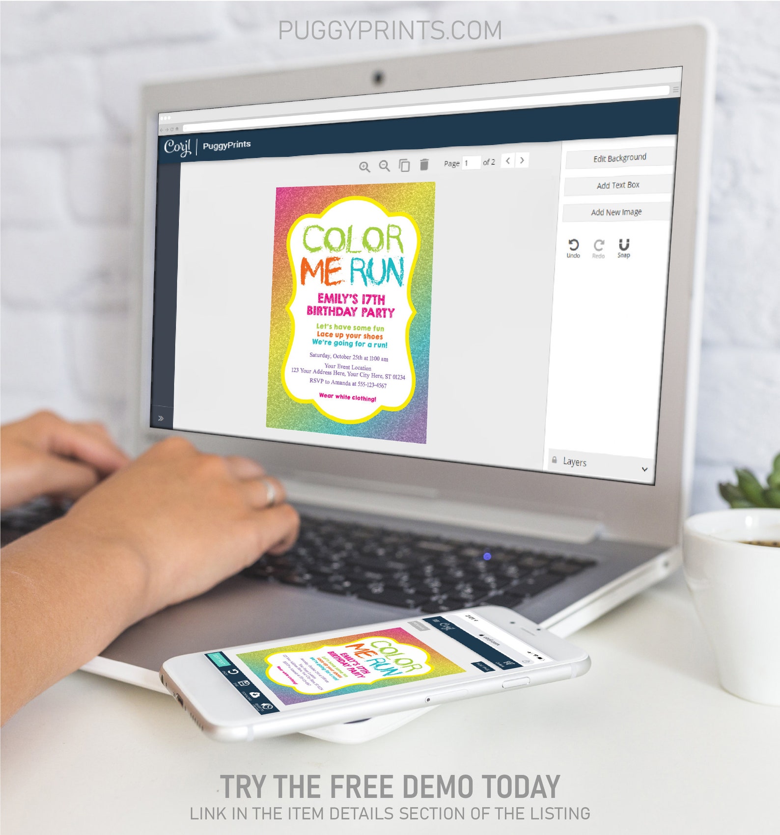 Color Run Invitation Editable Color Run Birthday Party | Etsy