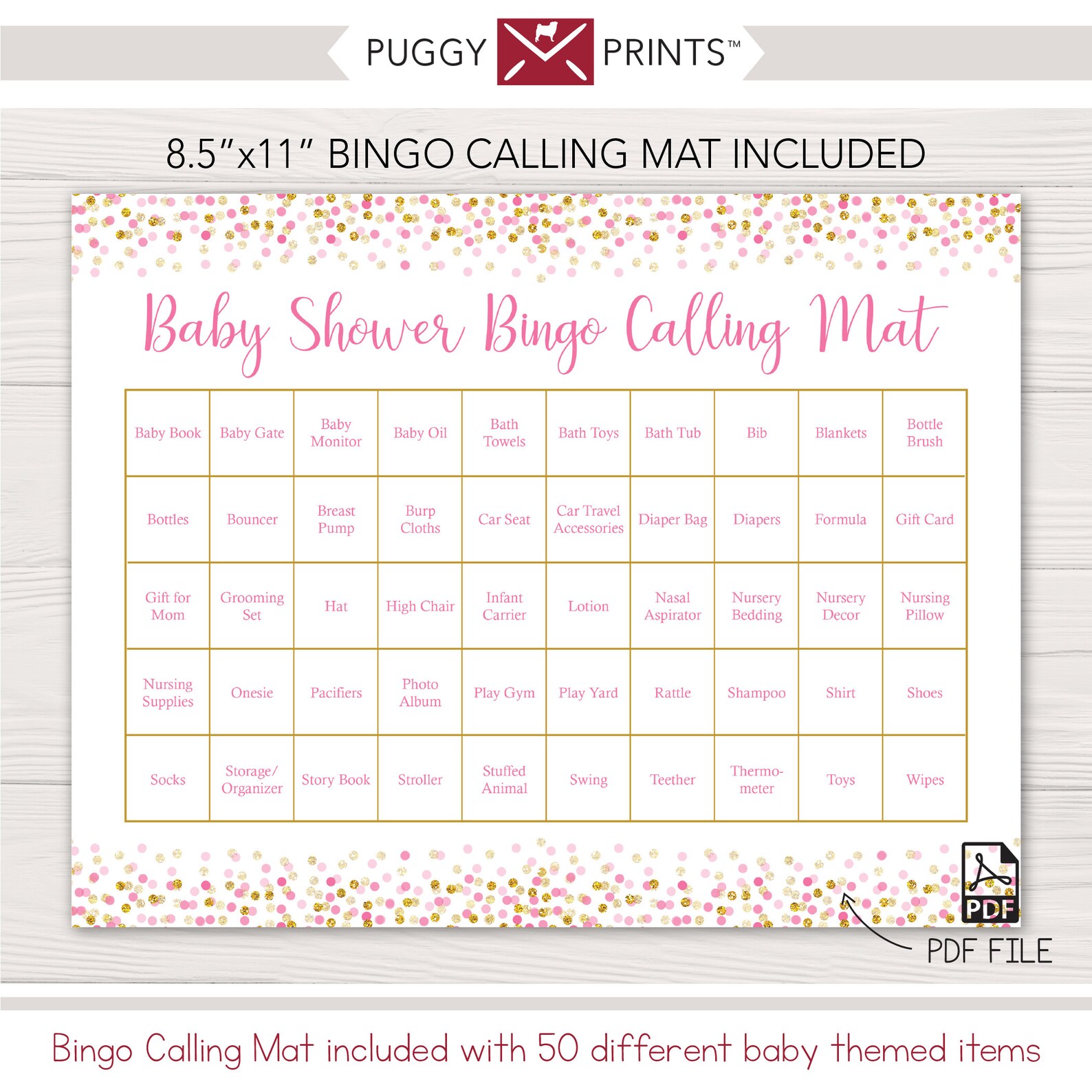 Pink and Gold Baby Shower Bingo Game 60 Bingo Cards and 1 - Etsy