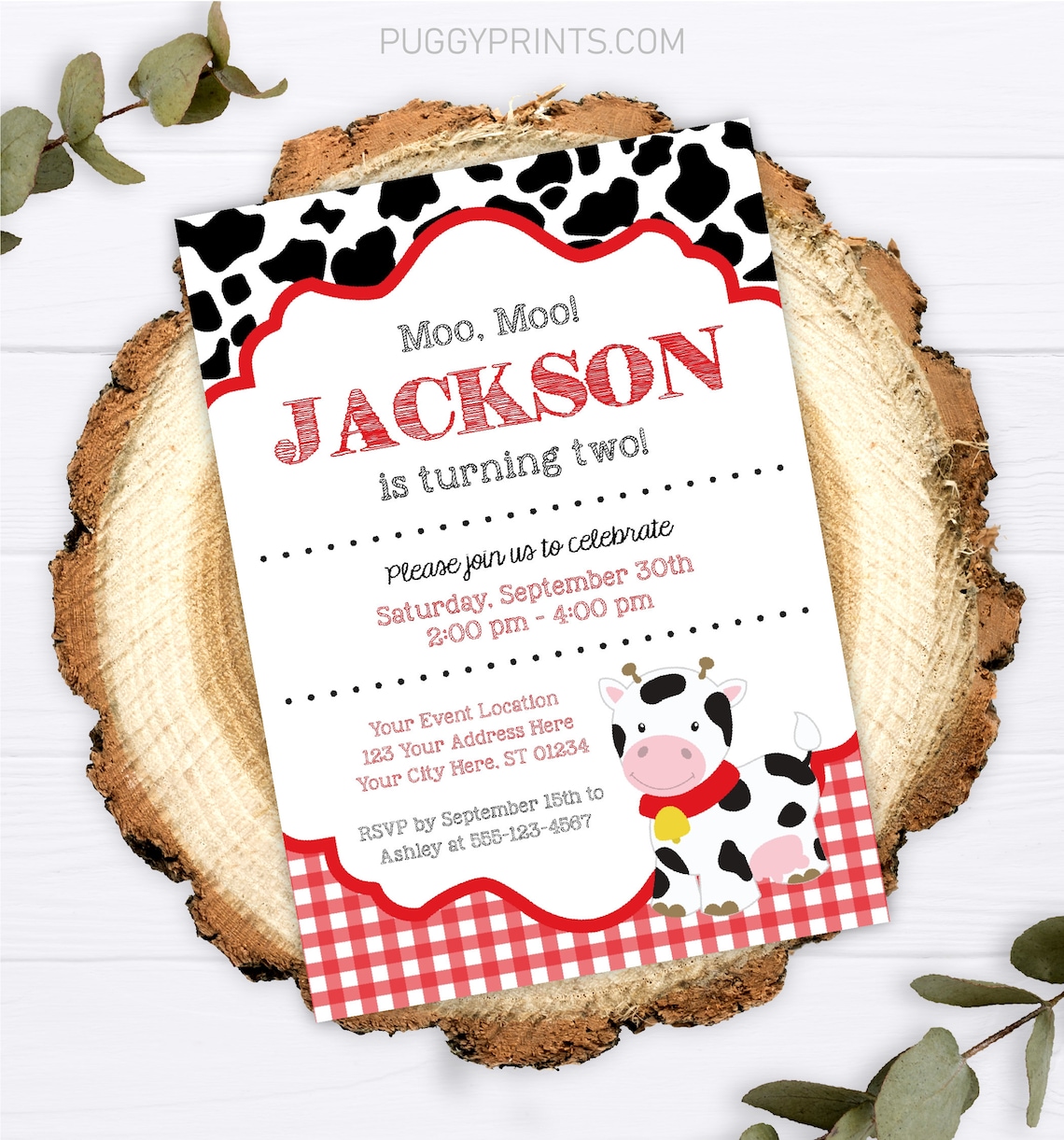 Cow Birthday Invitation Editable Cow Invitation Template - Etsy