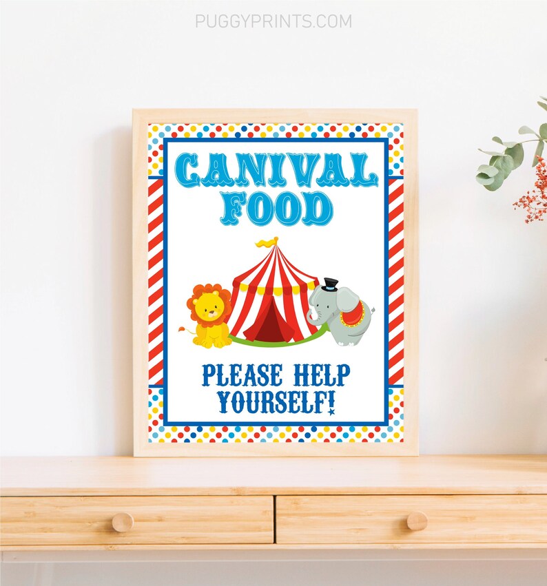 Carnival Food Sign Printable Circus Birthday Party Sign - Etsy