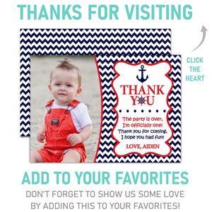 Nautical Thank You Card Editable Nautical Birthday Thank You - Etsy