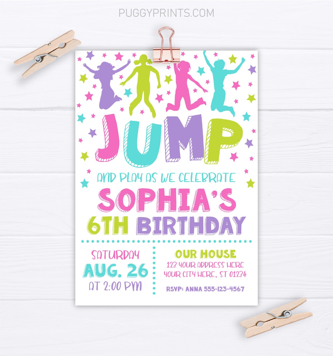 Jump Birthday Invitation Editable Jump Invitation Template | Etsy