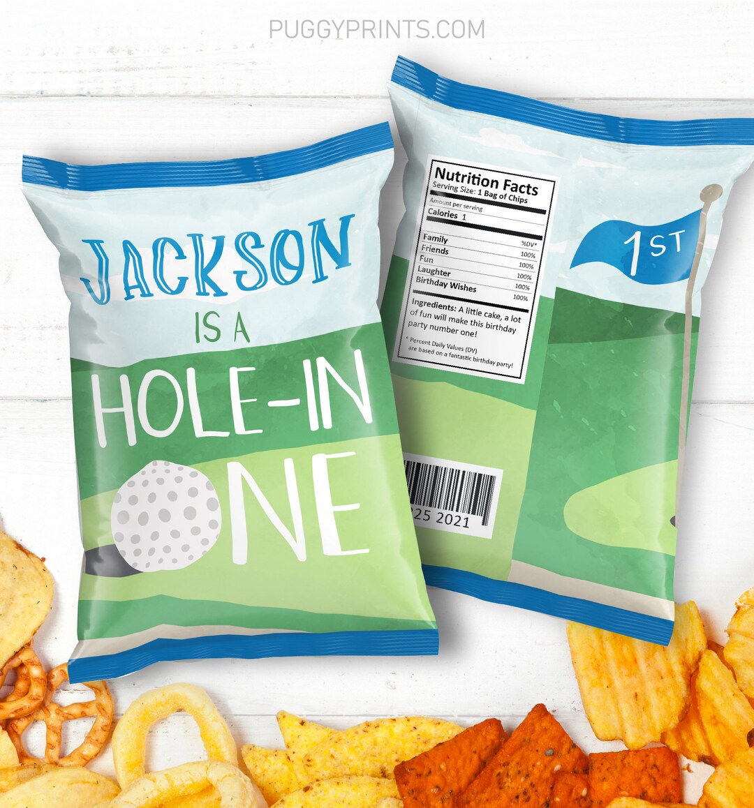 Editable Hole in One Golf Chip Bags, Printable Golf Birthday Party ...