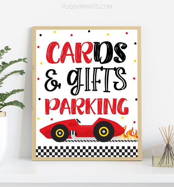 Race Car Cards and Gifts Parking Sign, Printable Racing Birthday Party ...