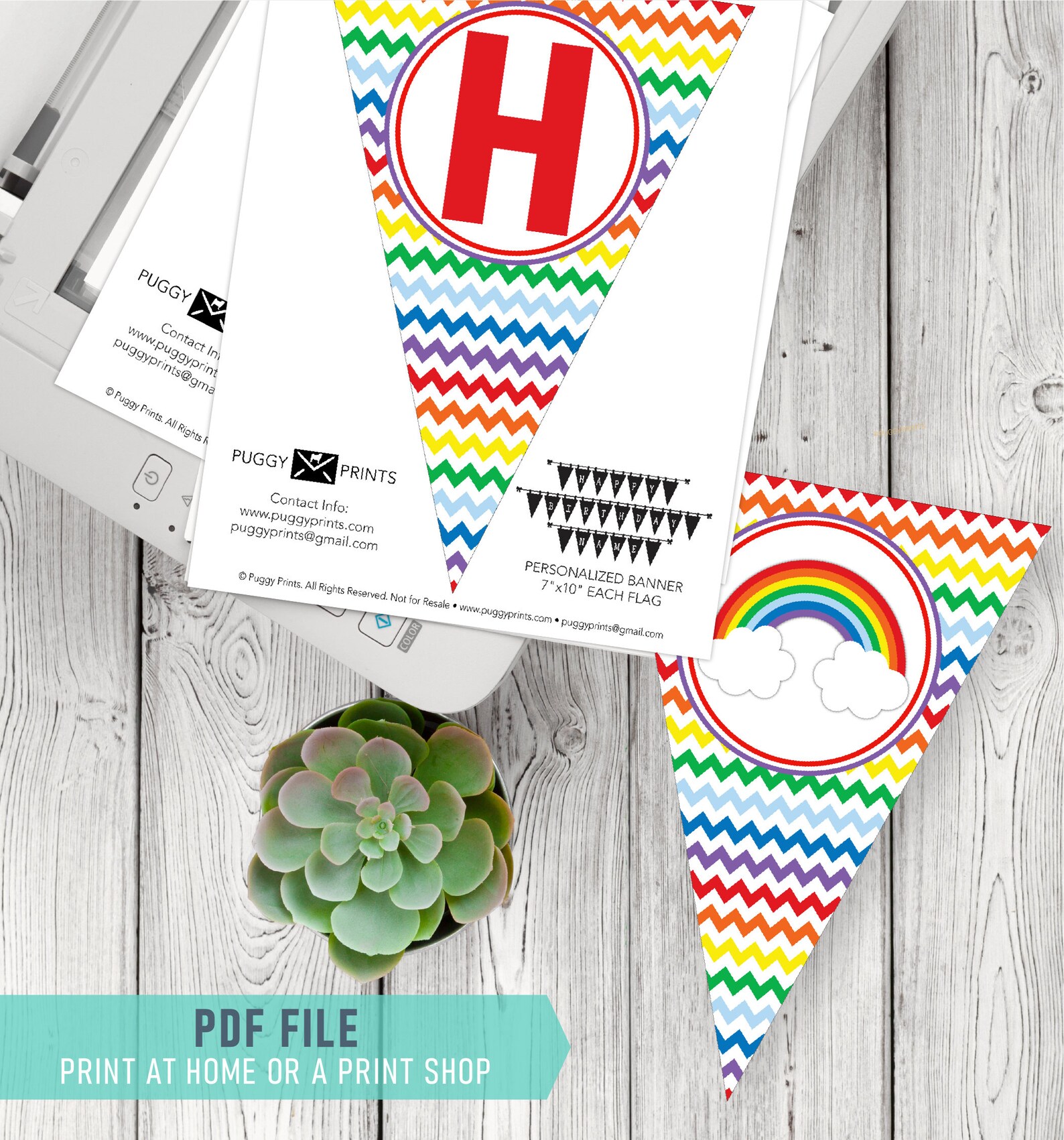 Rainbow Happy Birthday Banner Printable Rainbow Banner - Etsy