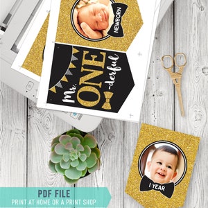 Mr. Onederful Monthly Photo Banner, Editable Newborn to 12 Months ...