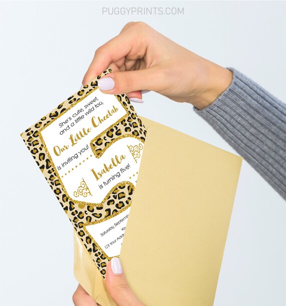 Cheetah Print Invitation Template Leopard Animal Print Photo Birthday