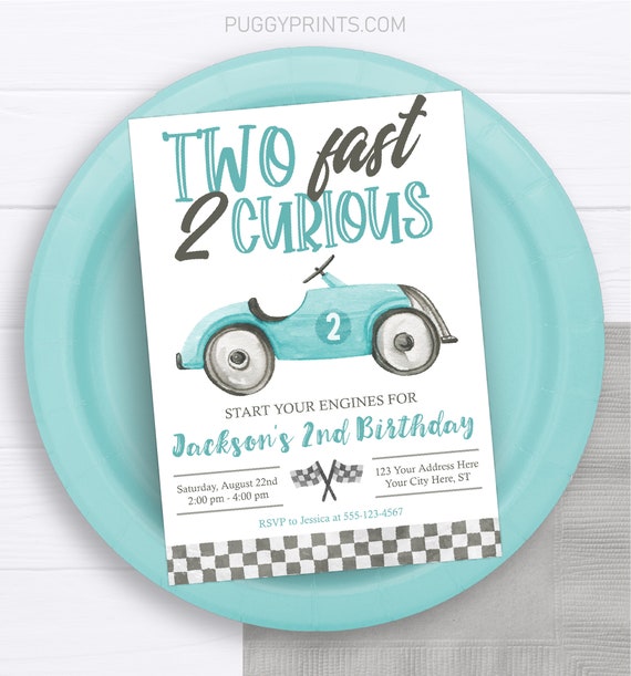 Two Fast Birthday Invitation Editable 2 Curious Invitation | Etsy