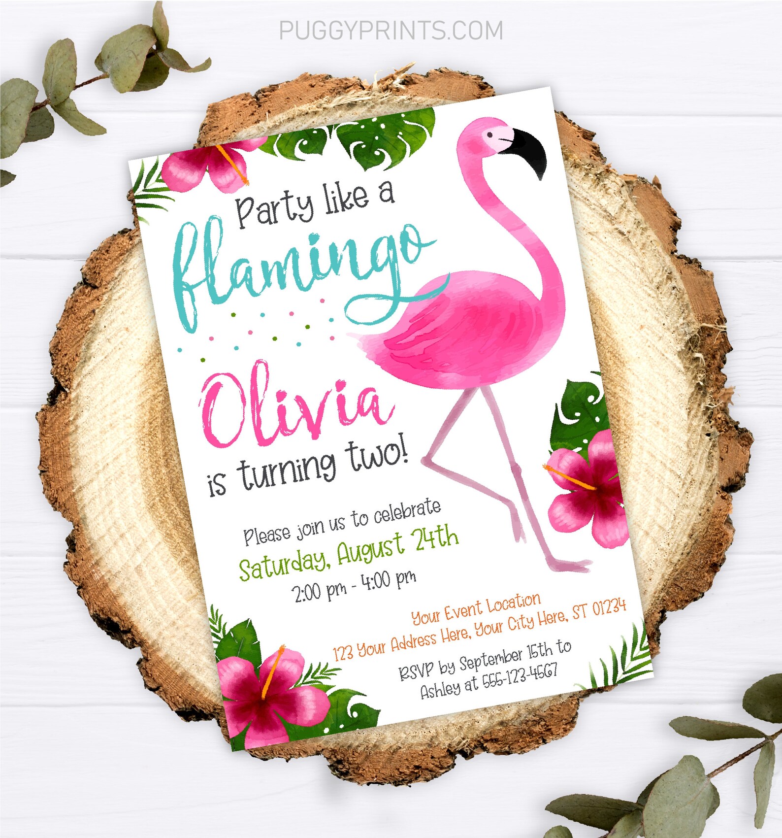Flamingo Birthday Invitation Editable Flamingo Invitation - Etsy