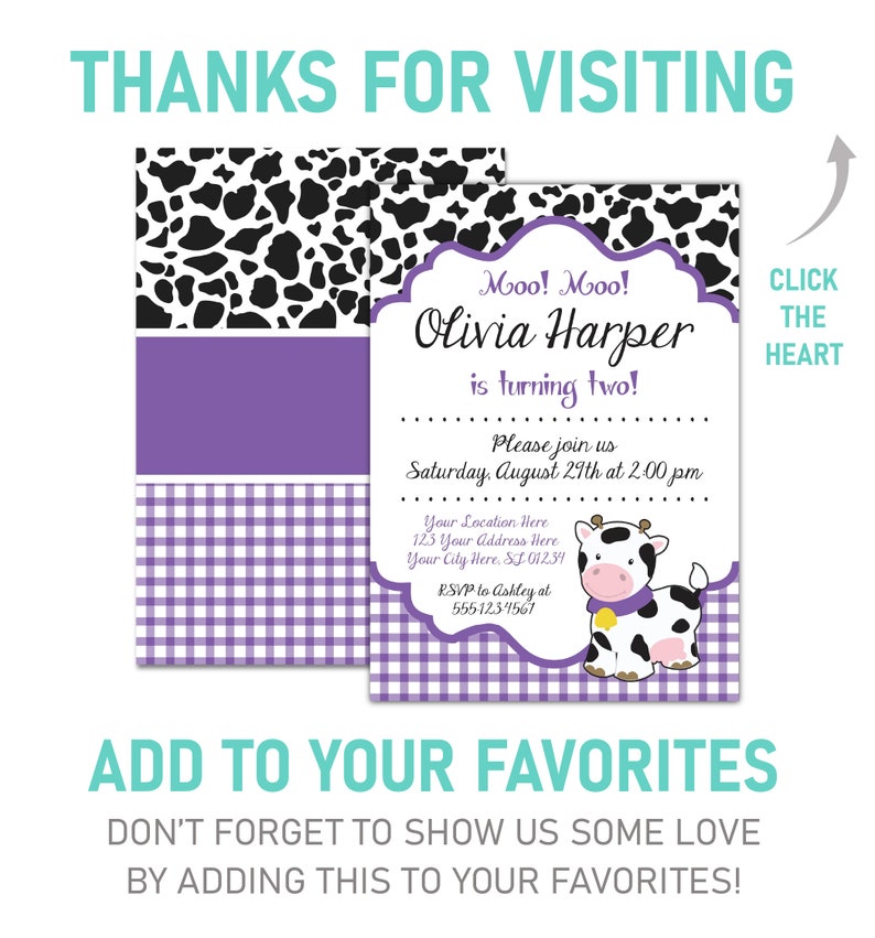 Cow Birthday Invitation Editable Cow Invitation Purple Farm - Etsy