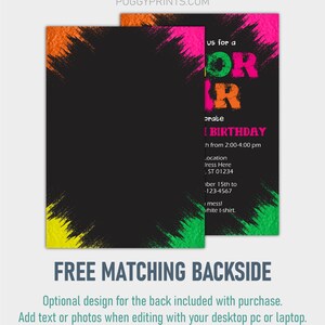 Color War Birthday Invitation, Editable Color War Invitation Template ...