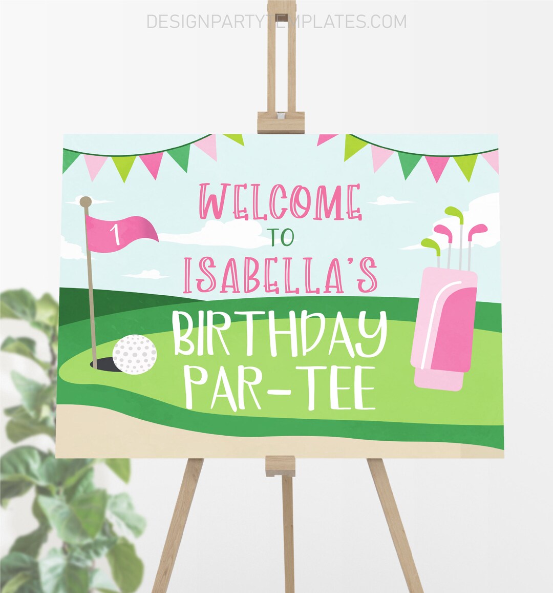 Golf Welcome Poster, Editable Hole in One Birthday Welcome Sign ...