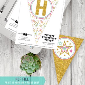 Twinkle Twinkle Little Star Happy Birthday Banner Printable - Etsy