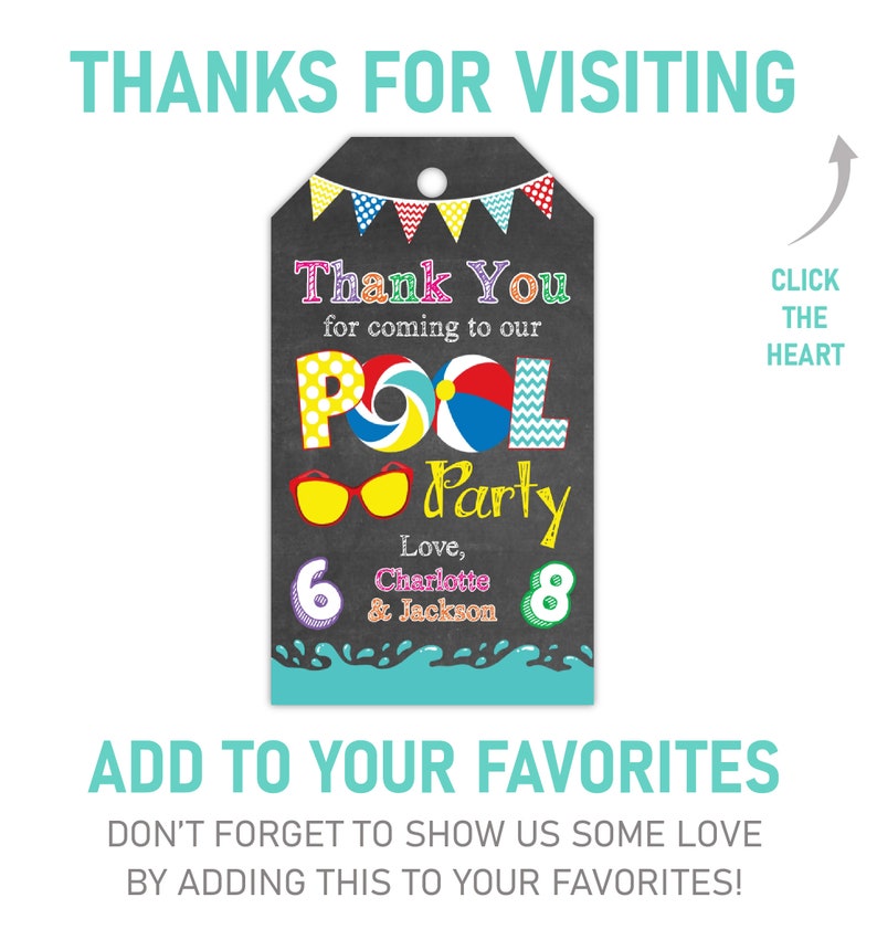 Pool Party Favor Tags Editable Pool Party Birthday Party - Etsy