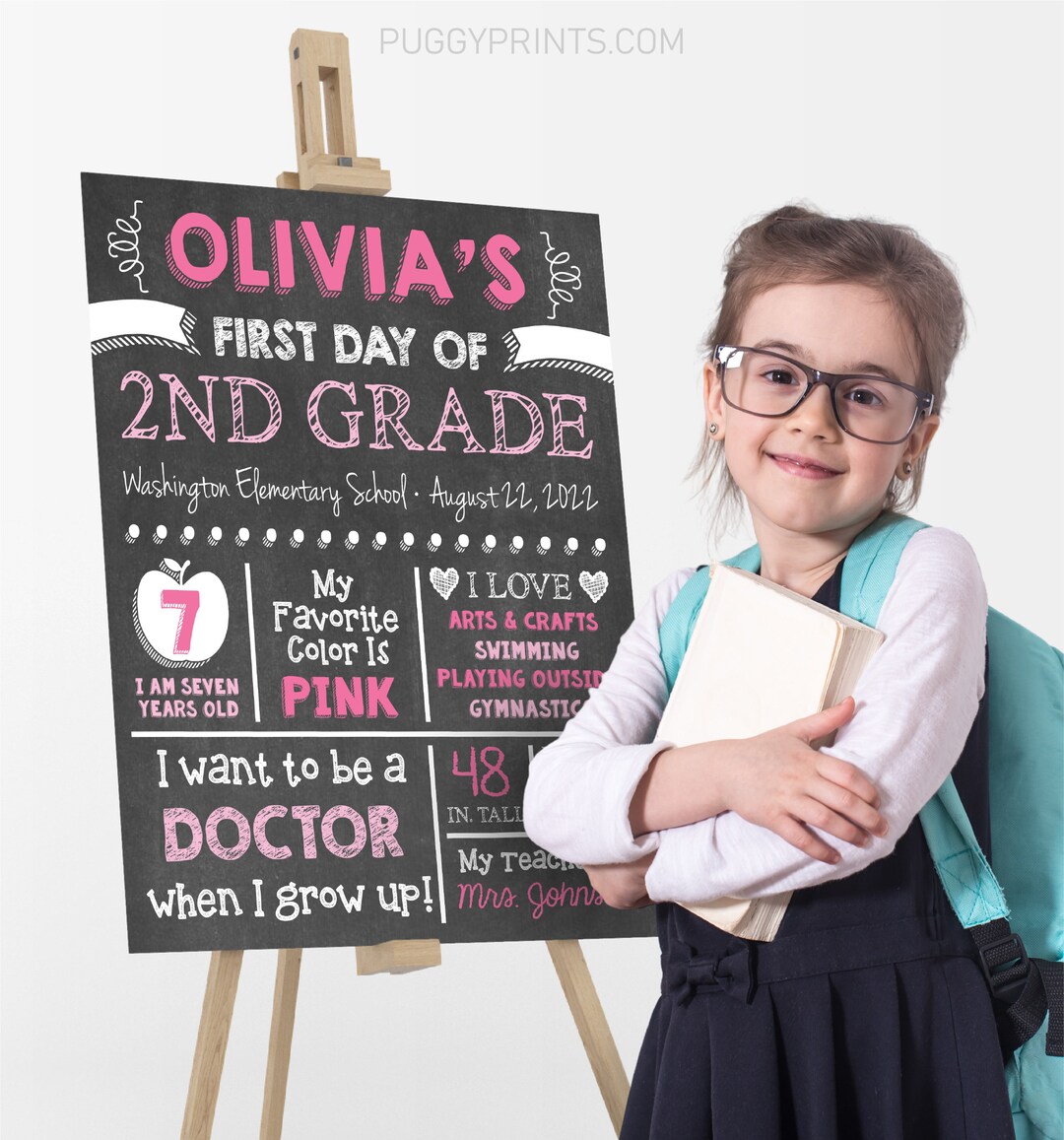 First Day of School Chalkboard Poster, Editable Back to School Poster ...