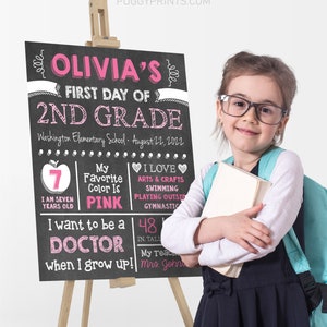 First Day of School Chalkboard Poster, Editable Back to School Poster ...