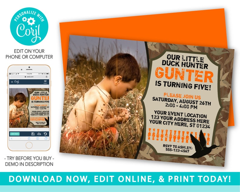 Duck Hunting Birthday Invitation Hunting Party Invitation | Etsy