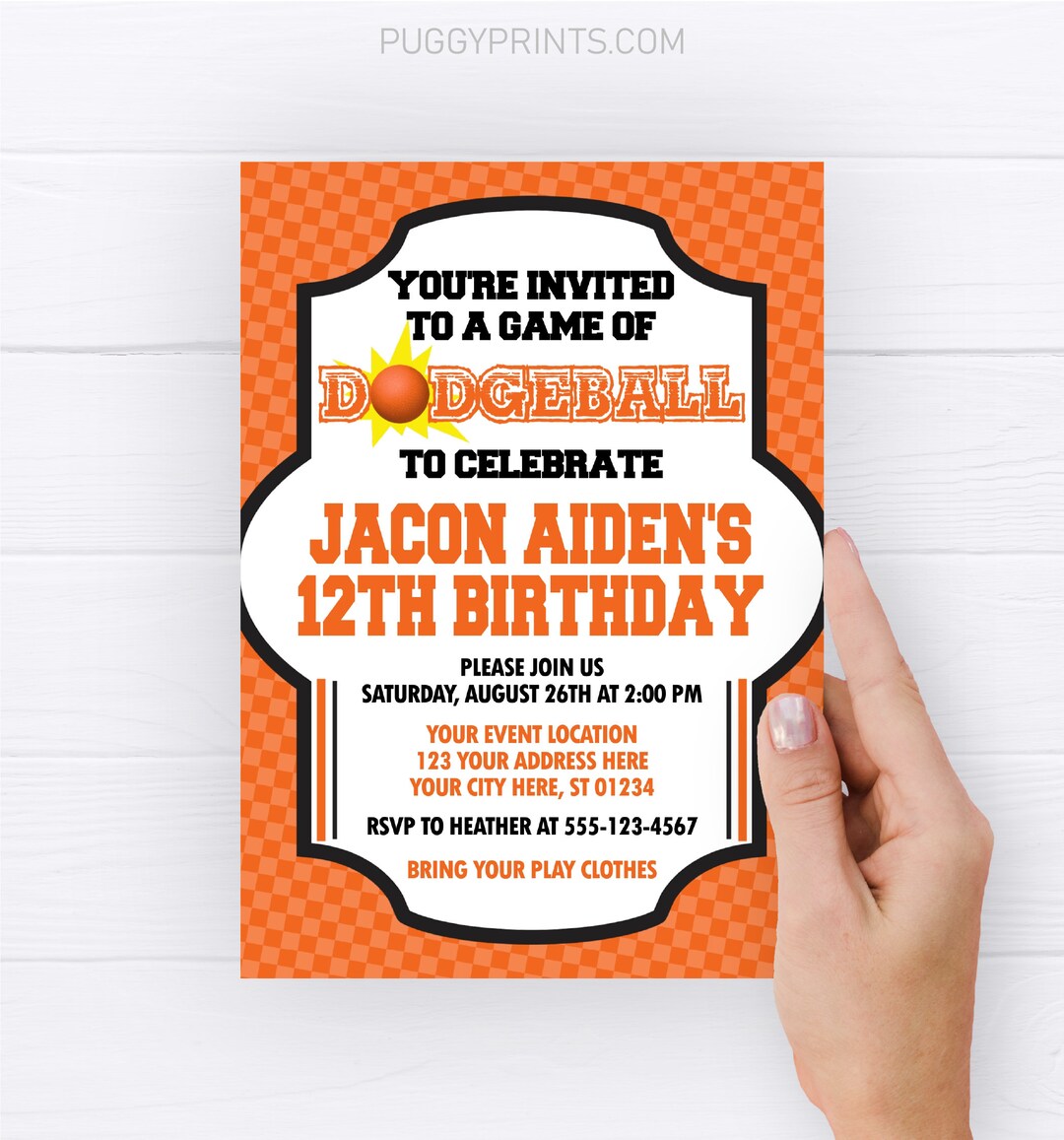 Dodgeball Birthday Invitation, Editable Dodgeball Invitation, Printable ...