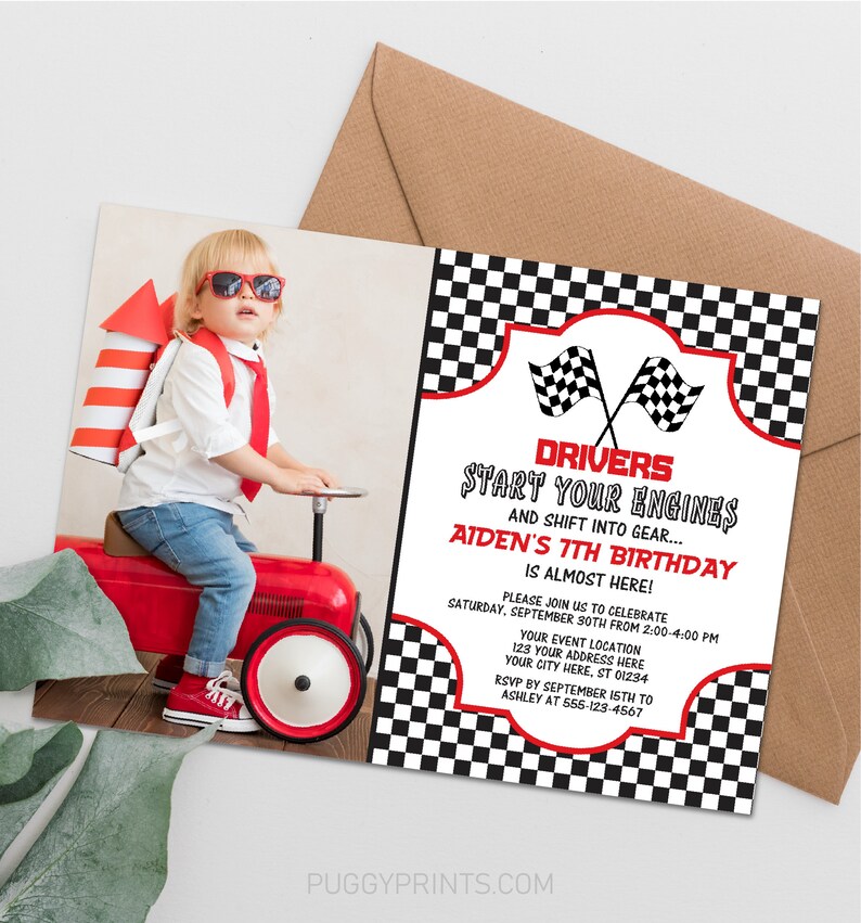 Racing Birthday Invitation Editable Racing Invitation - Etsy