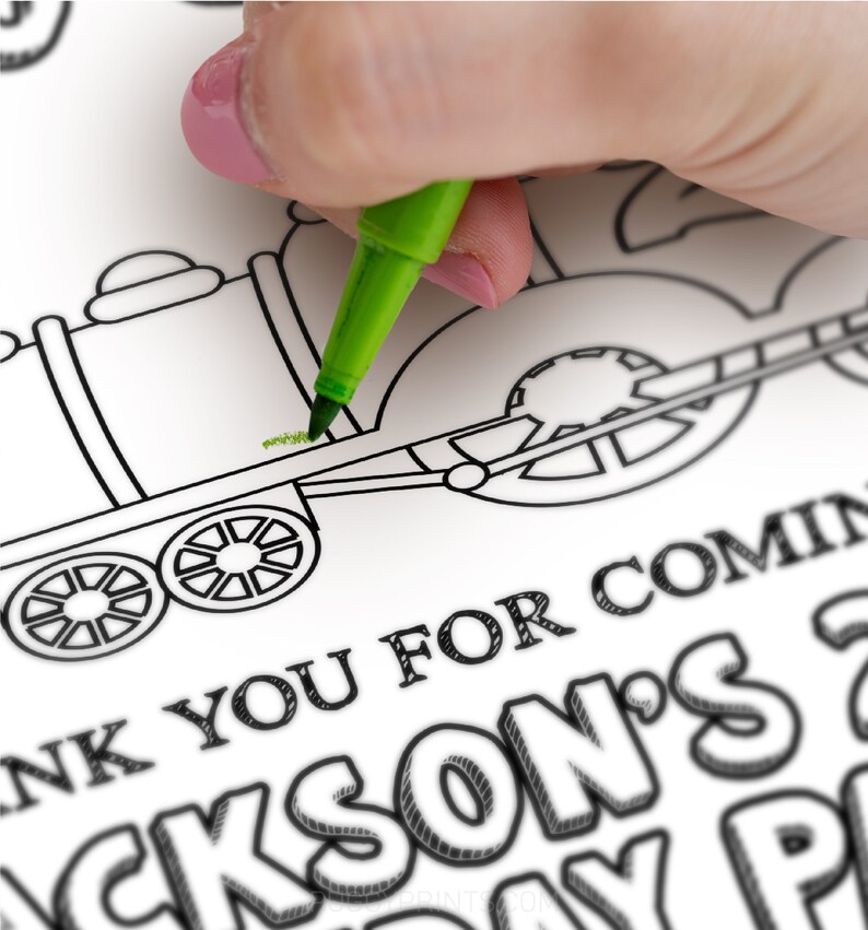 Train Birthday Coloring Page Editable Train Coloring Page - Etsy