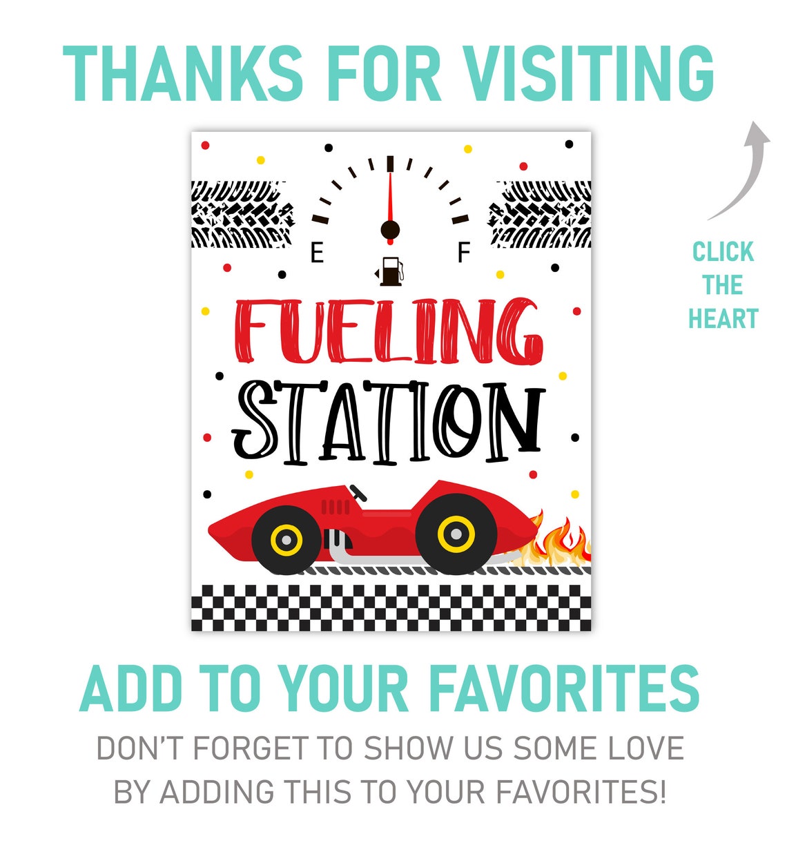 Race Car Fueling Station Sign Printable Racing Birthday Party - Etsy