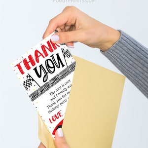 Two Fast Thank You Card: Race Car 2nd Birthday (editable Template) - Etsy