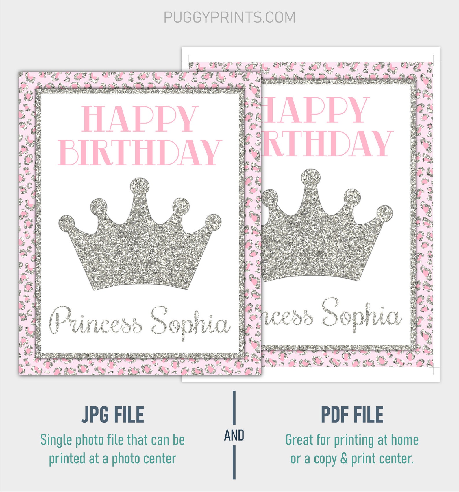 Cheetah Birthday Party Sign Editable Princess Cheetah Sign - Etsy