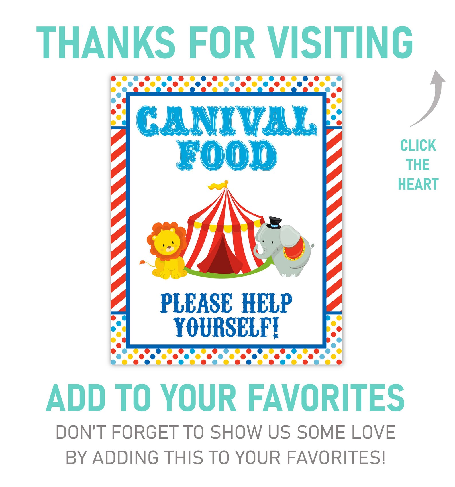 Carnival Food Sign Printable Circus Birthday Party Sign - Etsy