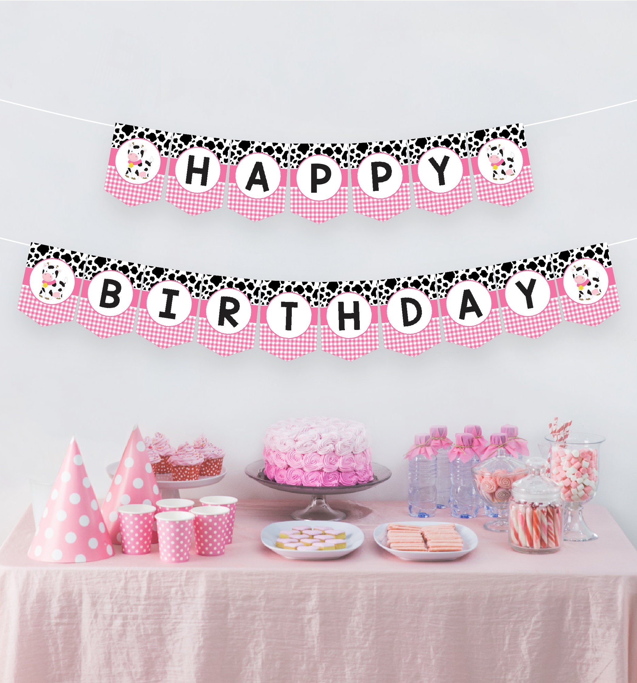 Cow Happy Birthday Banner Printable Cow Banner Personalized | Etsy Canada