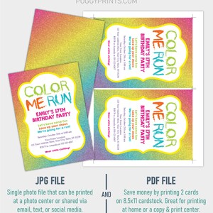 Color Run Invitation Editable Color Run Birthday Party - Etsy
