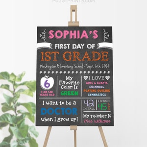 First Day of School Chalkboard Poster, Editable 1st Day of School ...
