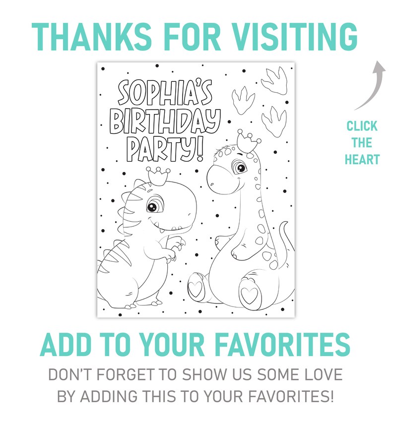 Girl Dinosaur Birthday Coloring Page Editable Dinosaur - Etsy