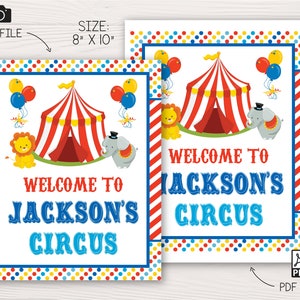 Circus Birthday Party Sign Editable Template Online Instant Download - Etsy