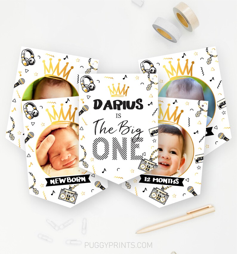 Notorious One Monthly Photo Banner Editable the Big One Hip - Etsy