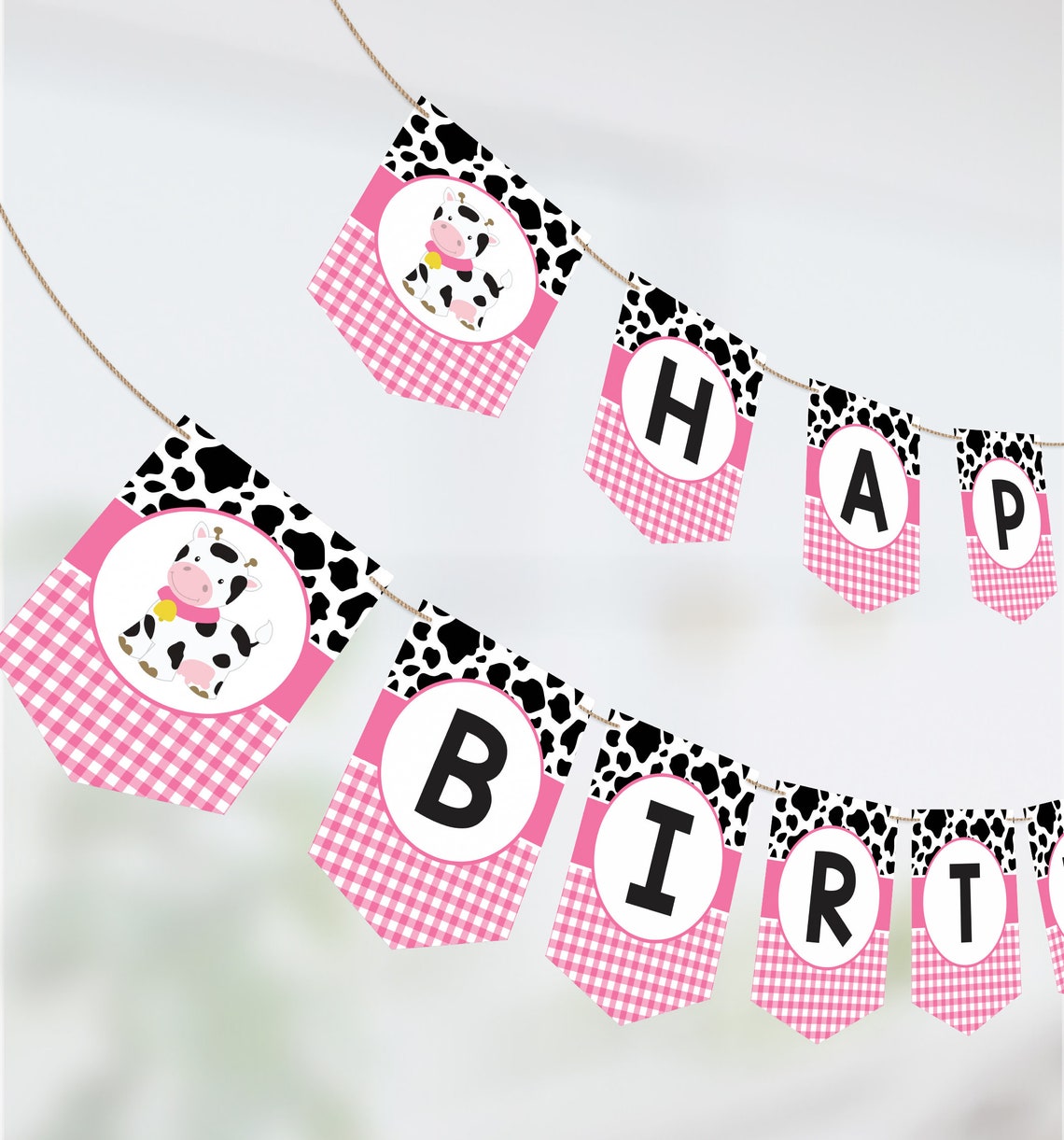 Cow Happy Birthday Banner Printable Cow Banner Personalized - Etsy