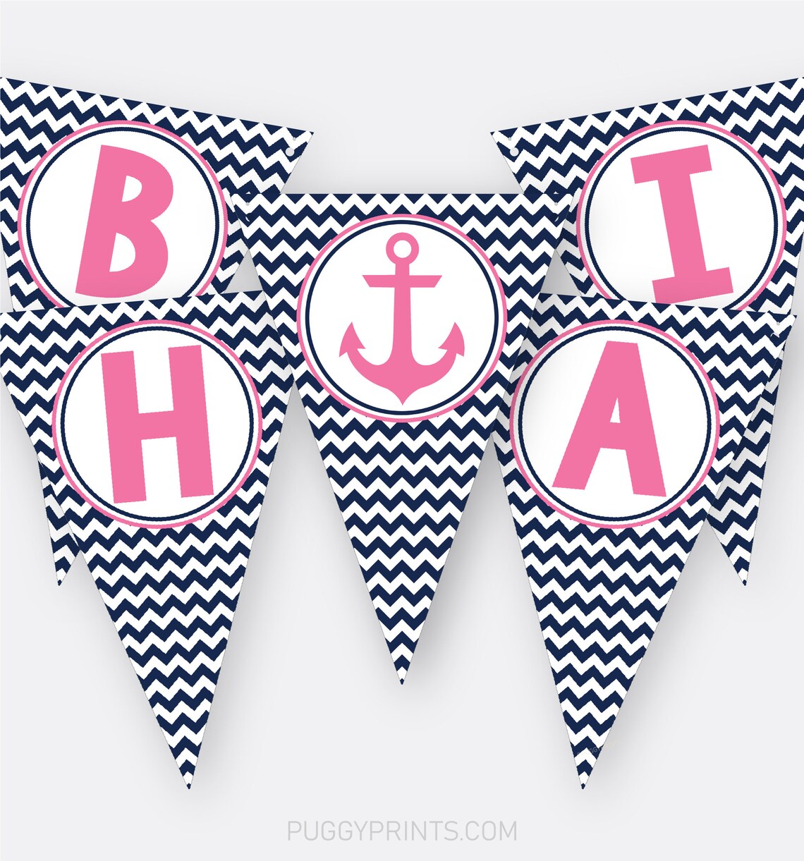 Nautical Happy Birthday Banner Printable Nautical Banner - Etsy