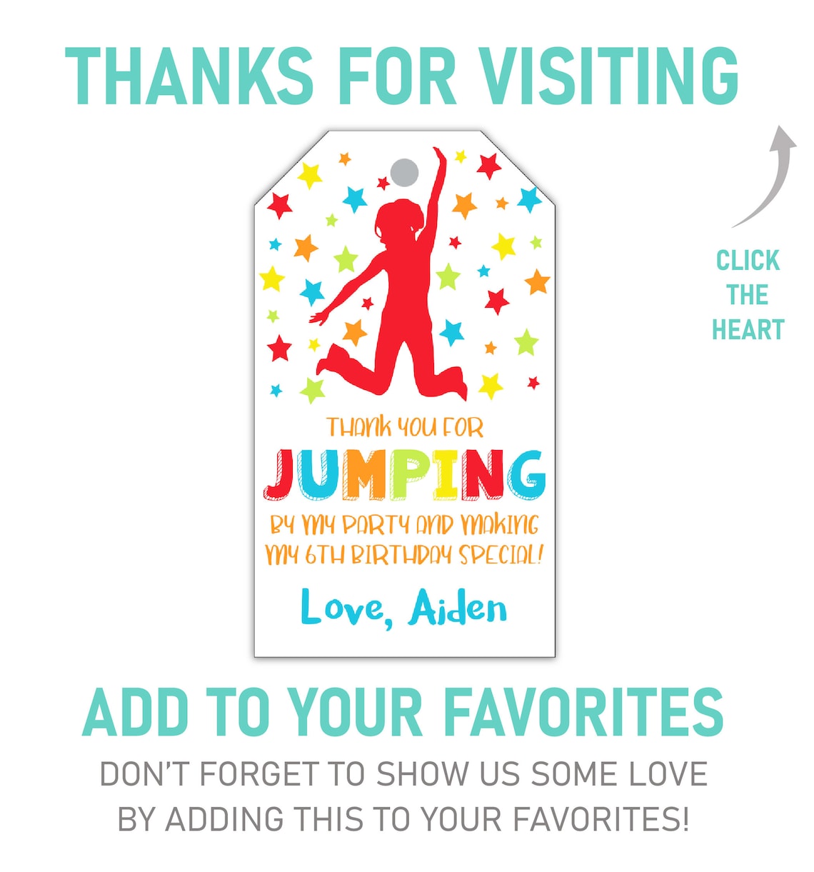 Jump Favor Tags Jump Birthday Party Favors Kids Jump Party - Etsy