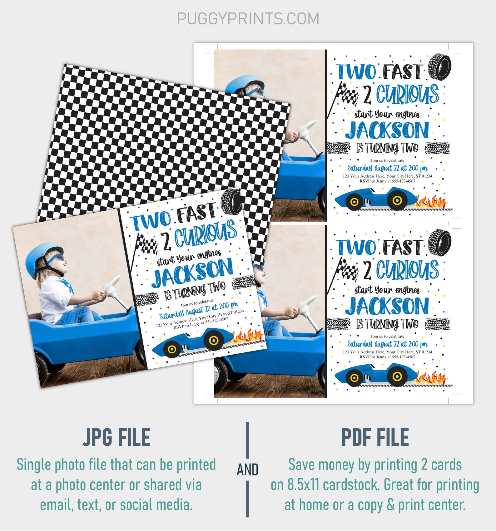 Two Fast Birthday Invitation Editable 2 Curious Invitation | Etsy