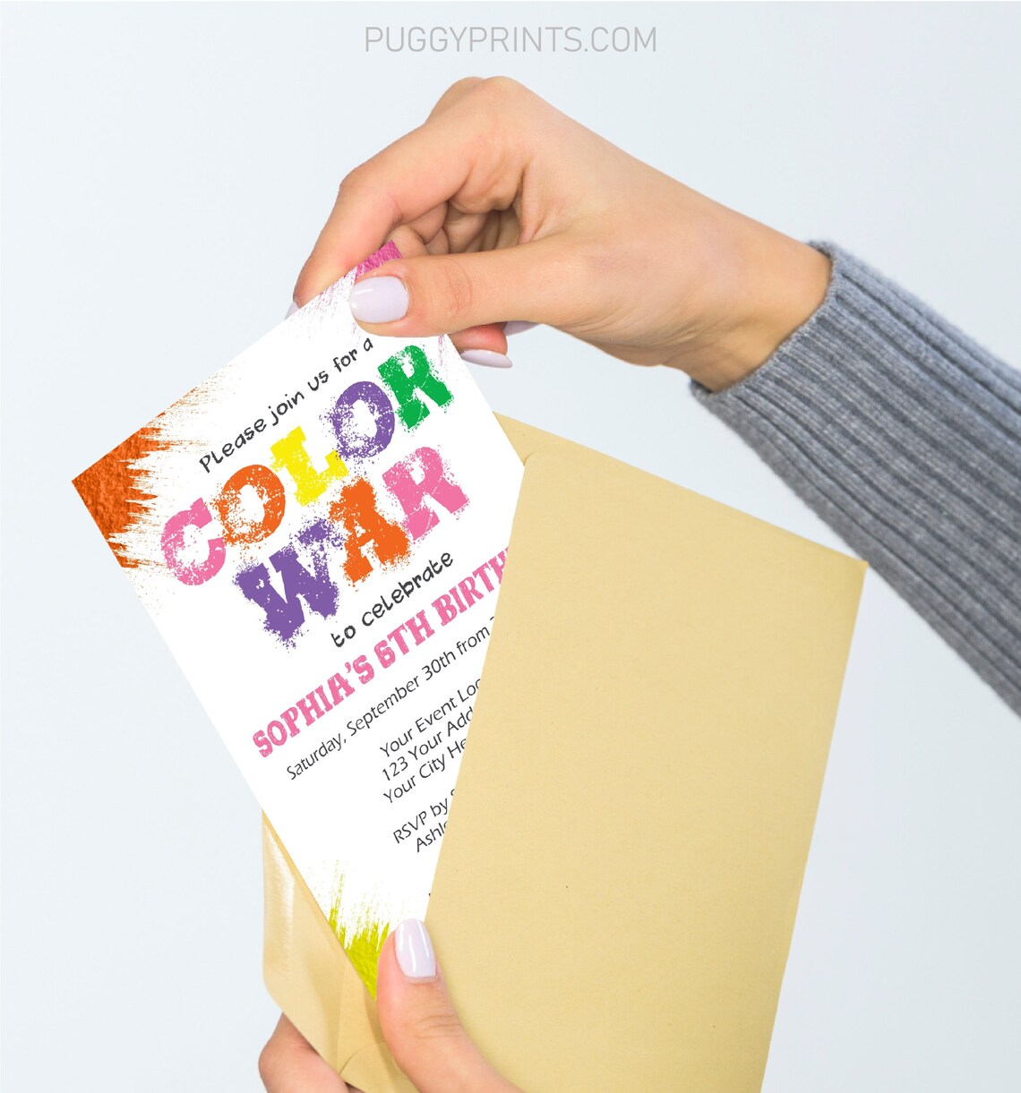 Color War Birthday Invitation Editable Template Online - Etsy
