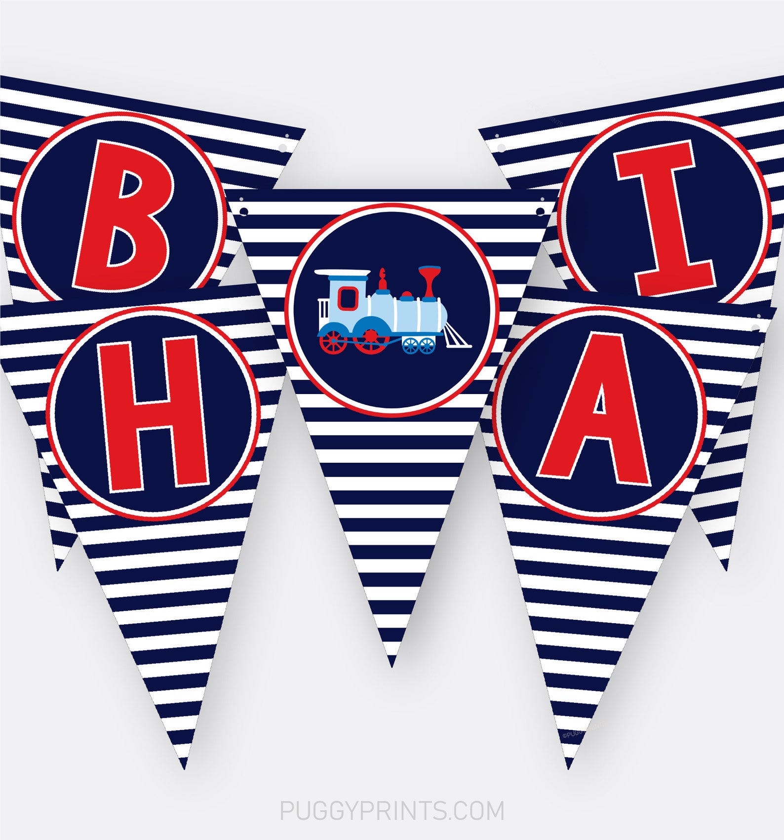 Train Happy Birthday Banner Printable Train Banner Train - Etsy