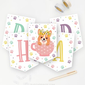 Dog Tea Party Happy Birthday Banner Printable Dog Birthday - Etsy