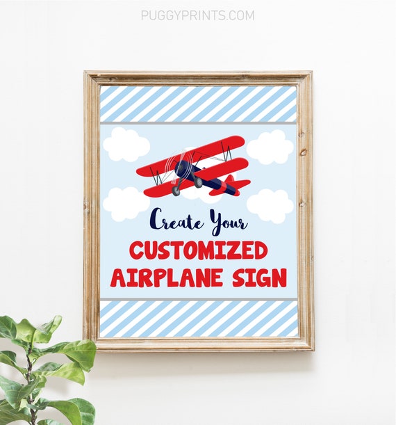 Custom Airplane Sign, Editable Airplane Birthday Party Sign, Printable ...