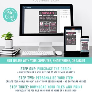 First Day of School Chalkboard Poster, Editable Back to School Poster ...