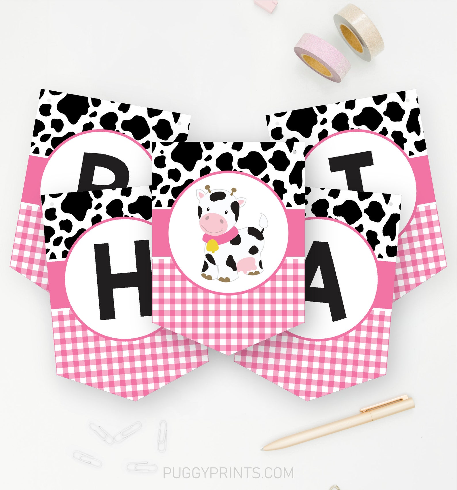 Cow Happy Birthday Banner Printable Cow Banner Personalized - Etsy
